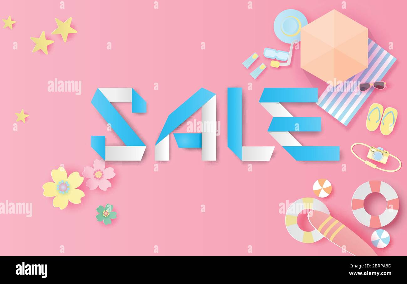 Paper art and craft of sale background vector Stock Vector Image & Art ...