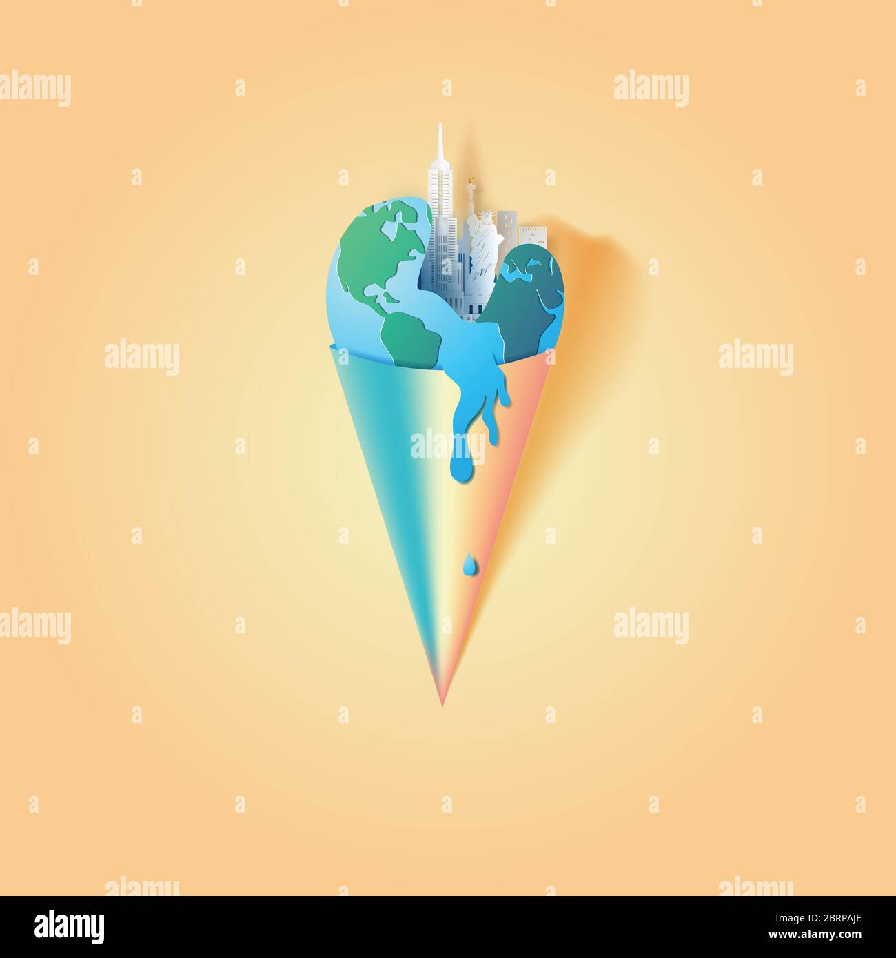 Paper art and craft of Earth Ice Cream Cone new york city Save. The ...