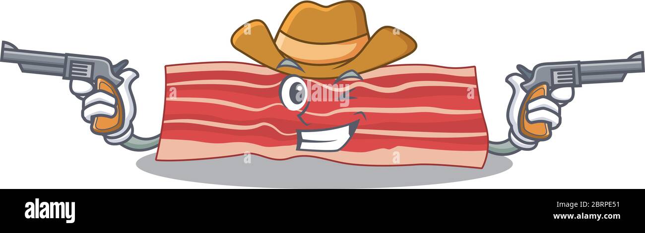 Cartoon character cowboy of bacon with guns Stock Vector Image & Art ...