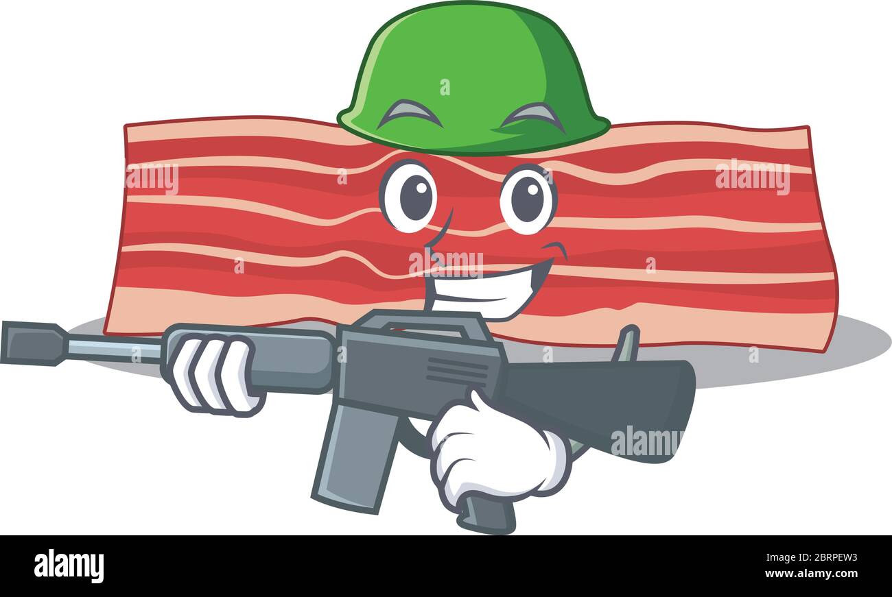 A cartoon picture of Army bacon holding machine gun Stock Vector Image ...