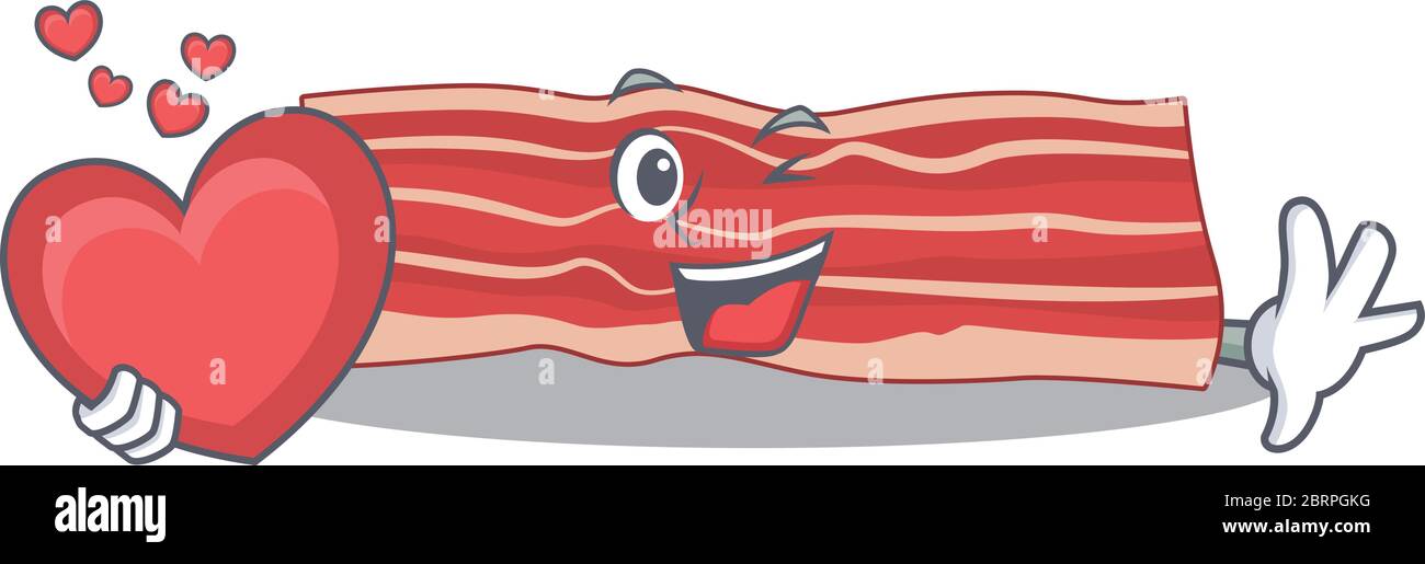 A sweet bacon cartoon character style holding a big heart Stock Vector ...