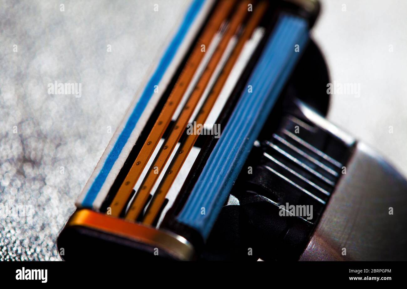 Sharp Metal Razor Blade Shaving Machine Photo Stock Photo - Alamy