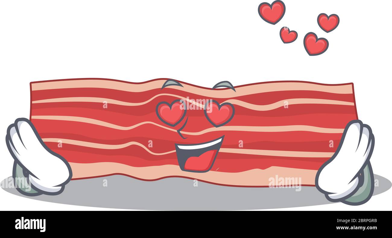 Romantic bacon cartoon character has a falling in love eyes Stock ...