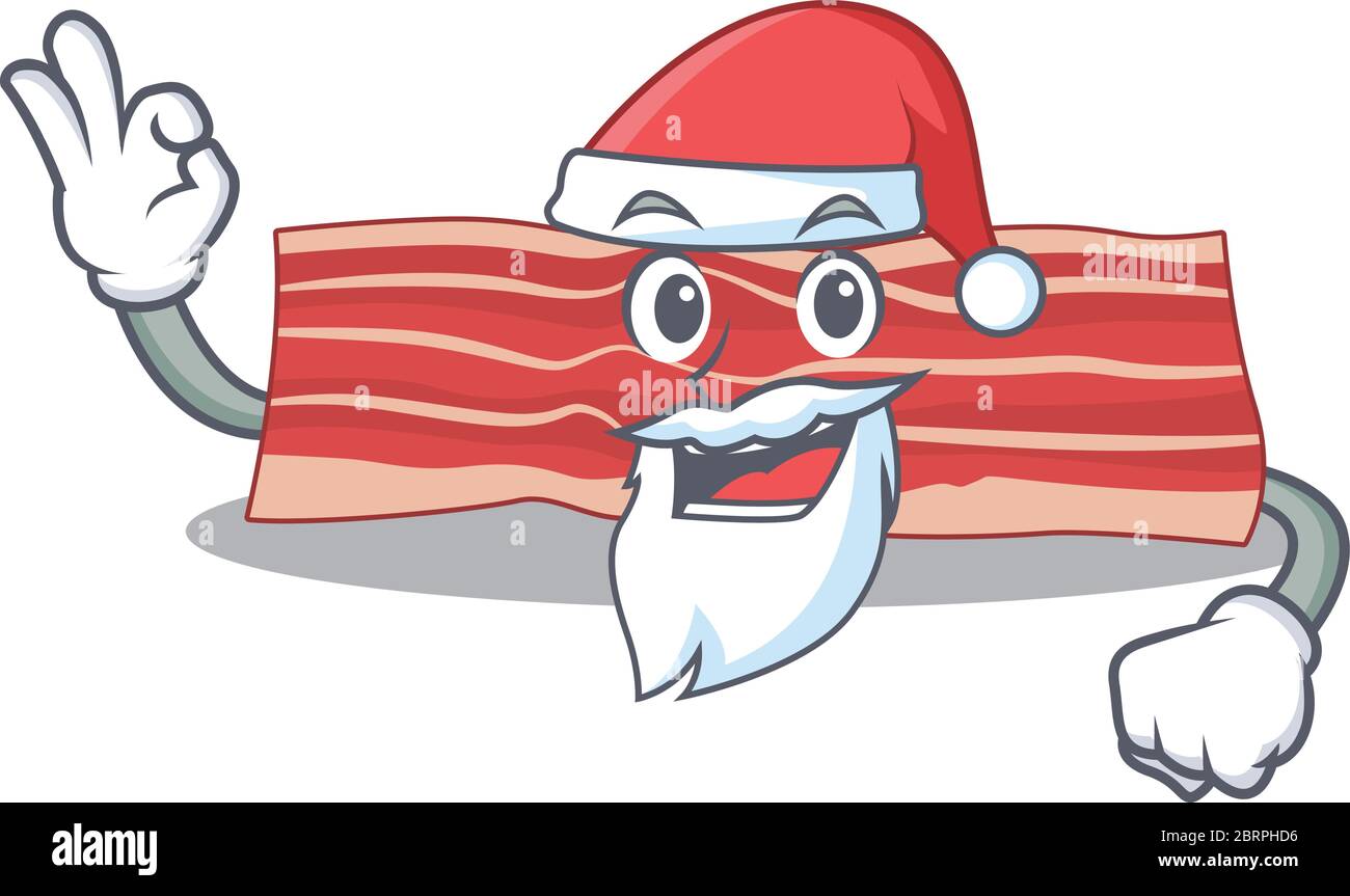 cartoon character of bacon Santa having cute ok finger Stock Vector ...