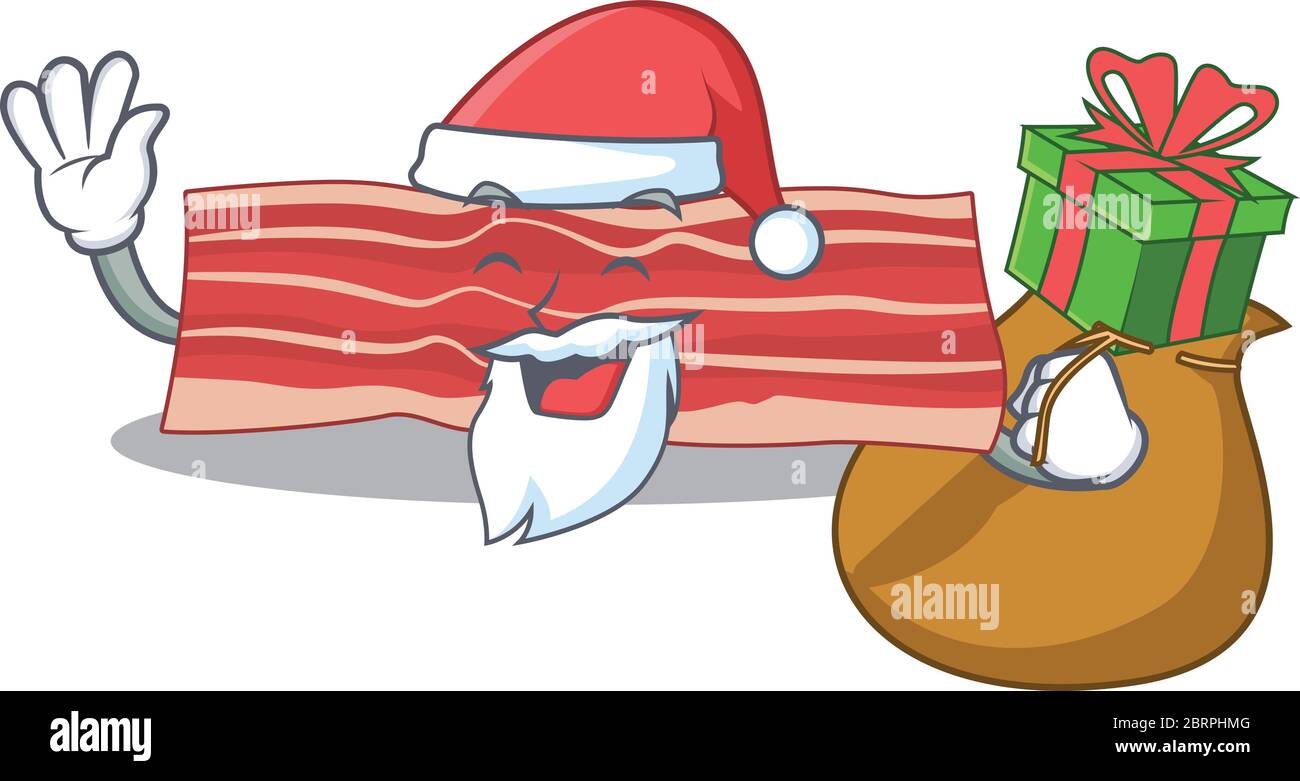 Cartoon design of bacon Santa having Christmas gift Stock Vector Image ...