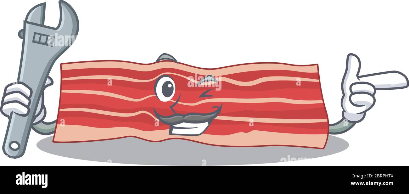 A caricature picture of bacon working as a mechanic Stock Vector Image ...