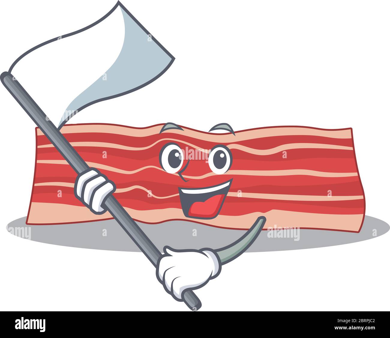 A heroic bacon mascot character design with white flag Stock Vector ...