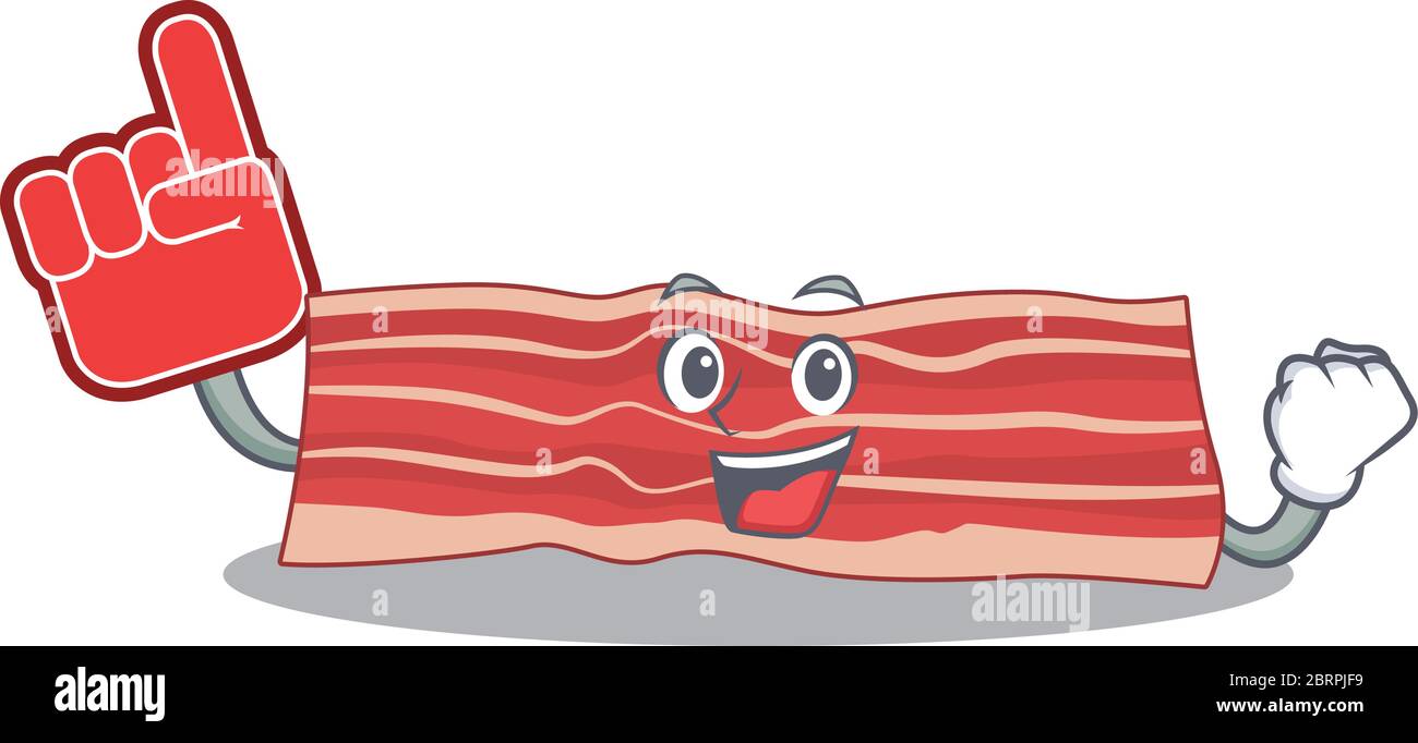 Bacon in cartoon drawing character design with Foam finger Stock Vector ...