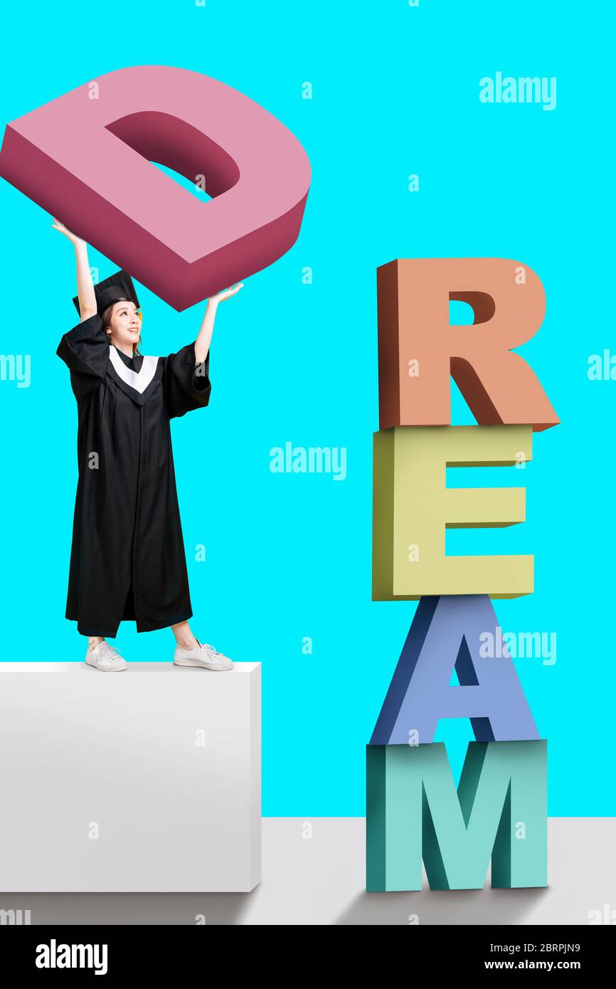 graduation with make your dreams concepts Stock Photo - Alamy