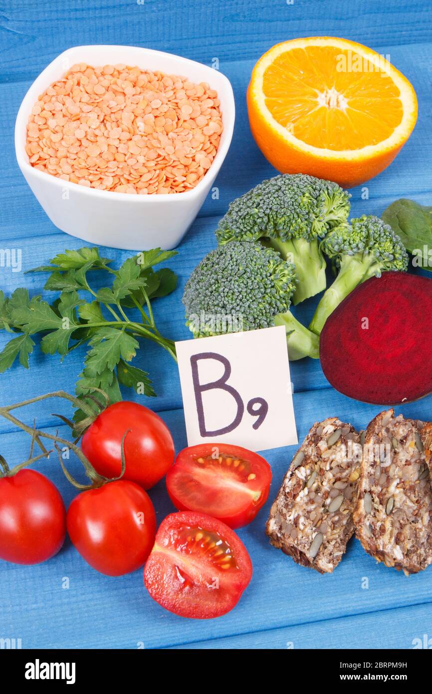 Nutritious products containing vitamin B9, natural sources of minerals ...