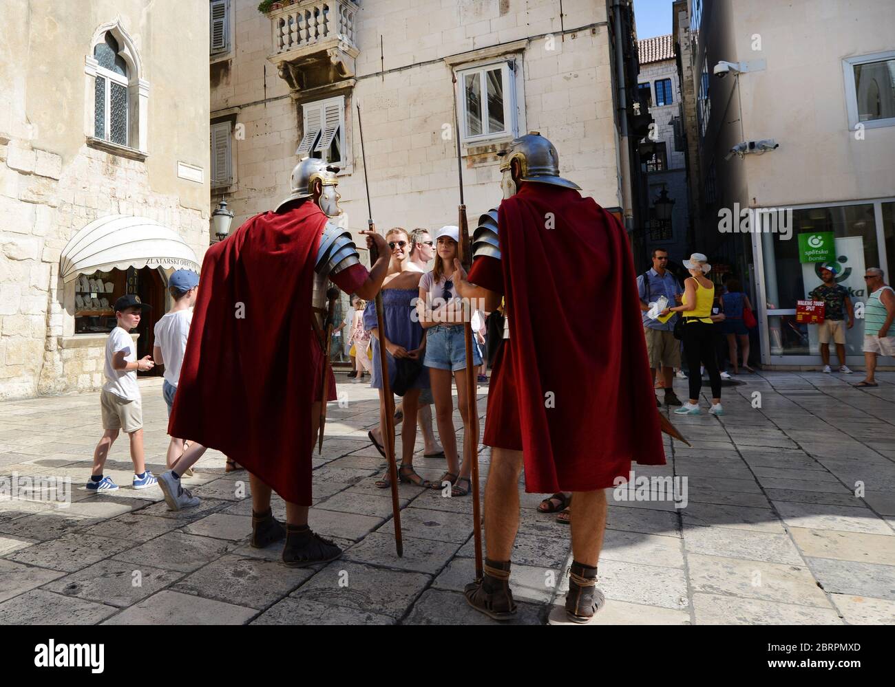'Roman guards ' entertaining tourist at the Diocletians palace in Split ...