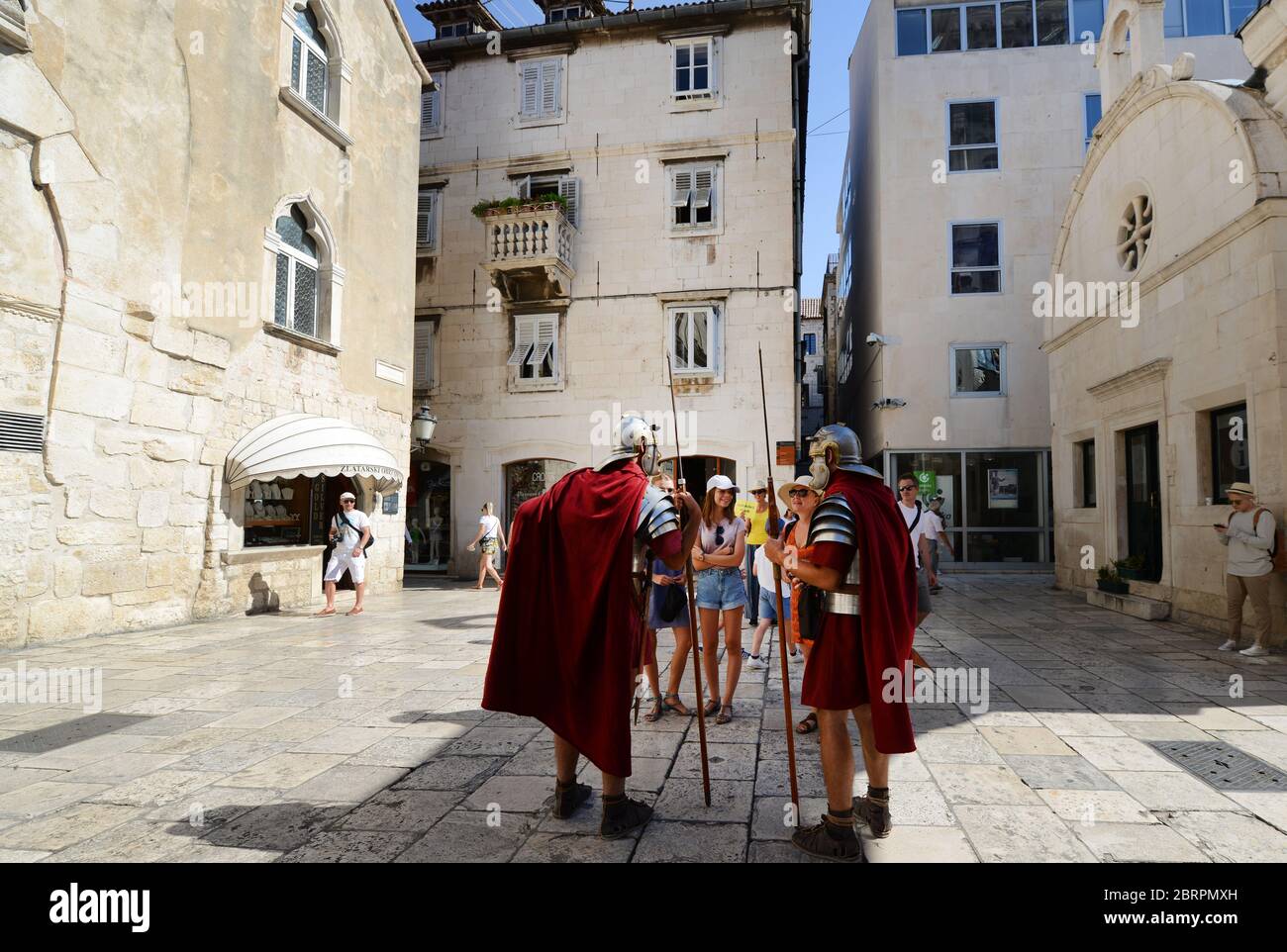 'Roman guards ' entertaining tourist at the Diocletians palace in Split ...