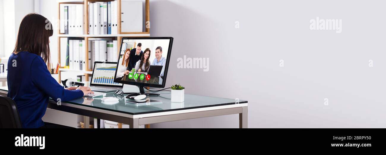 Business Video Conference Call. Online Office Meeting Stock Photo - Alamy