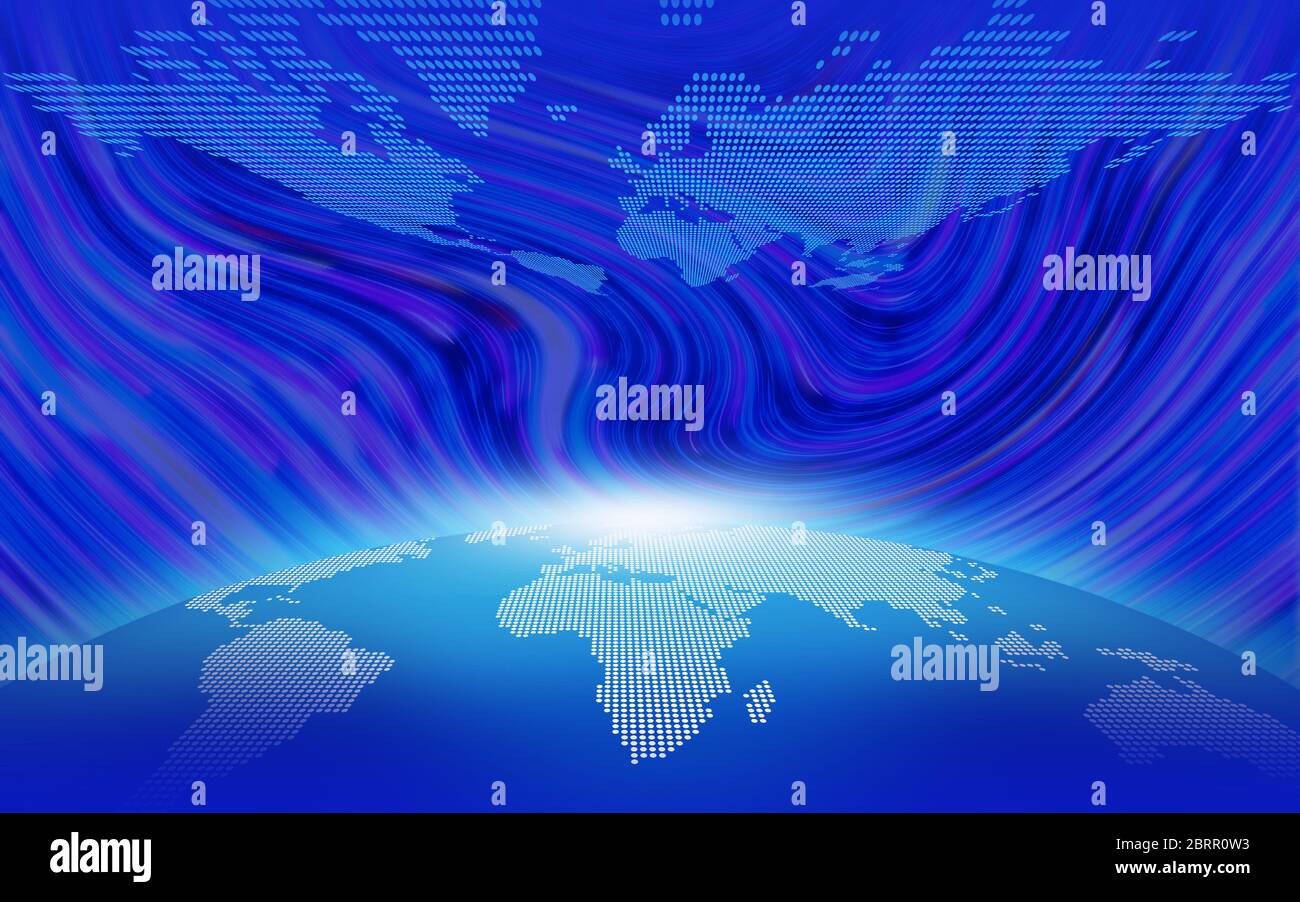 Blue digital earth dawn, internet technology background Stock Photo - Alamy