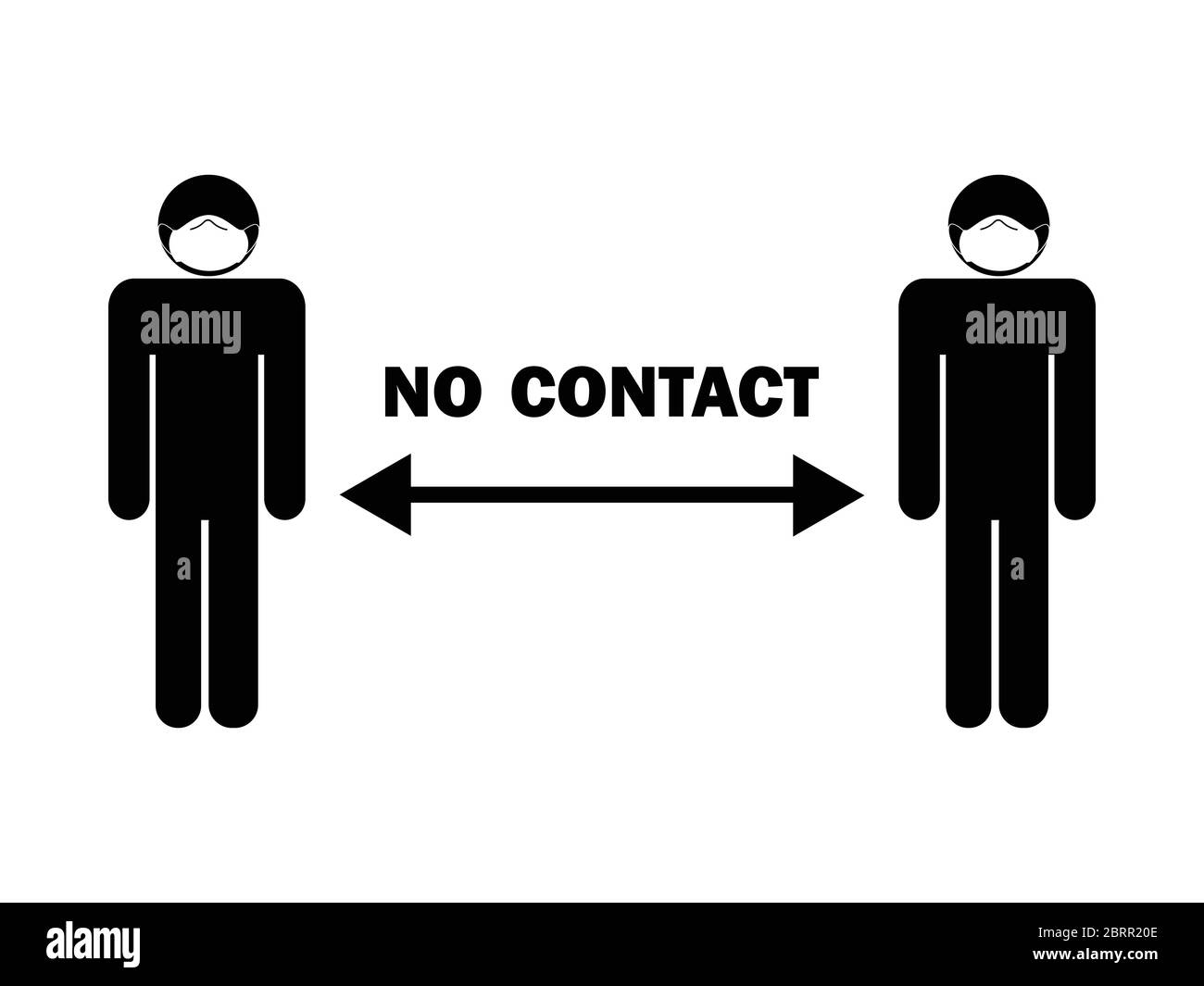 No Contact Arrow Stick Figure with Mask. Illustration depicting social ...