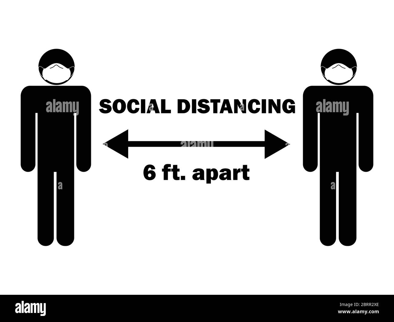 Social Distancing 6 ft. Apart Stick Figure with Mask. Illustration ...