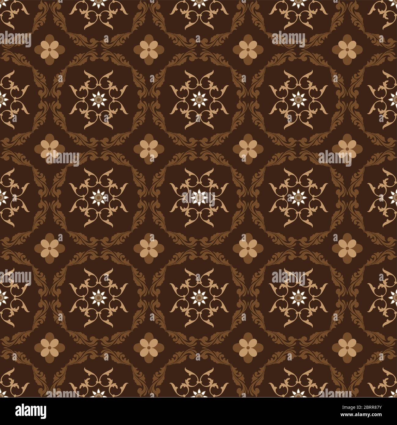 Beautiful floral motifs on Parang batik with simple dark brown color ...