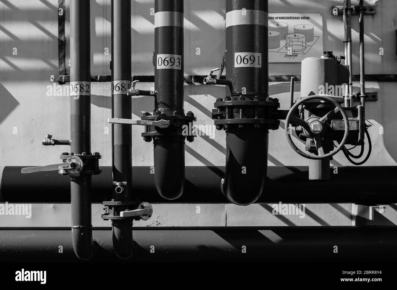 Pipeline and pipe rack of petroleum industrial plant. Offshore Industry ...