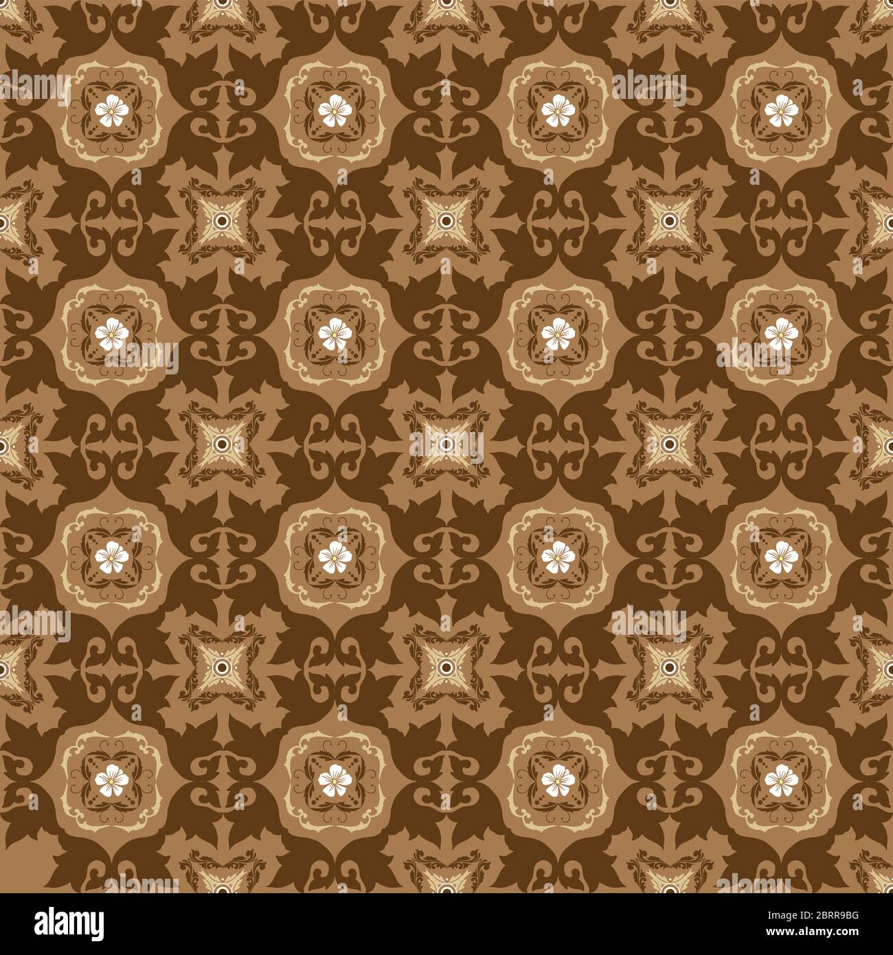 Elegance Javanese batik pattern with seamless mocca brown color design ...