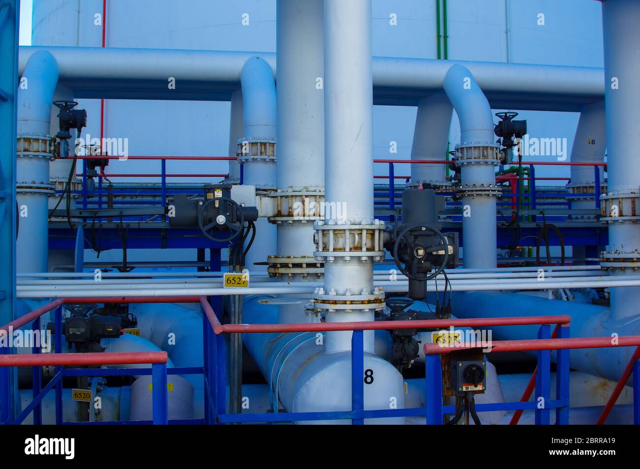 Pipeline and pipe rack of petroleum industrial plant. Offshore Industry ...