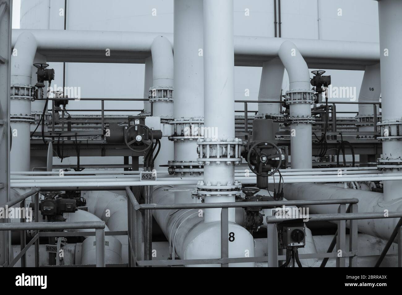 Pipeline and pipe rack of petroleum industrial plant. Offshore Industry ...