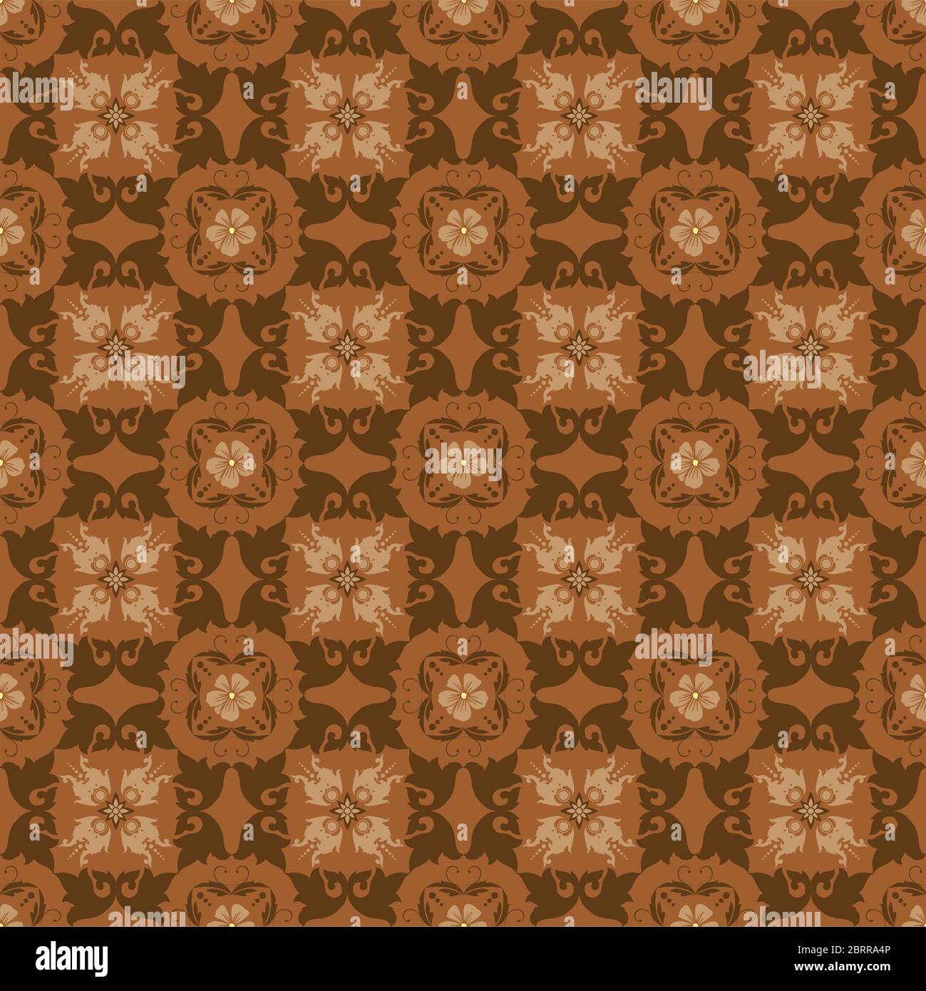Modern floral motifs on Parang batik with simple golden brown color ...
