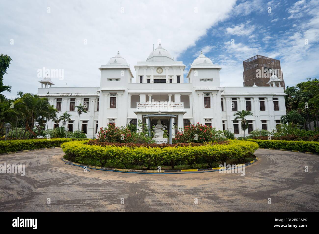 Jaffna / Sri Lanka - August 15, 2019: Front white facade of Jaffna ...
