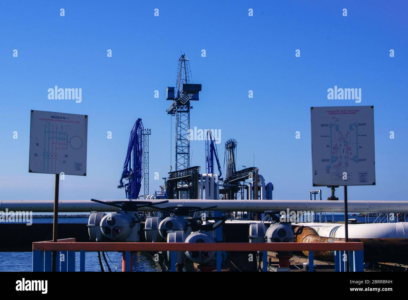 Pipeline and pipe rack of petroleum industrial plant. Offshore Industry ...