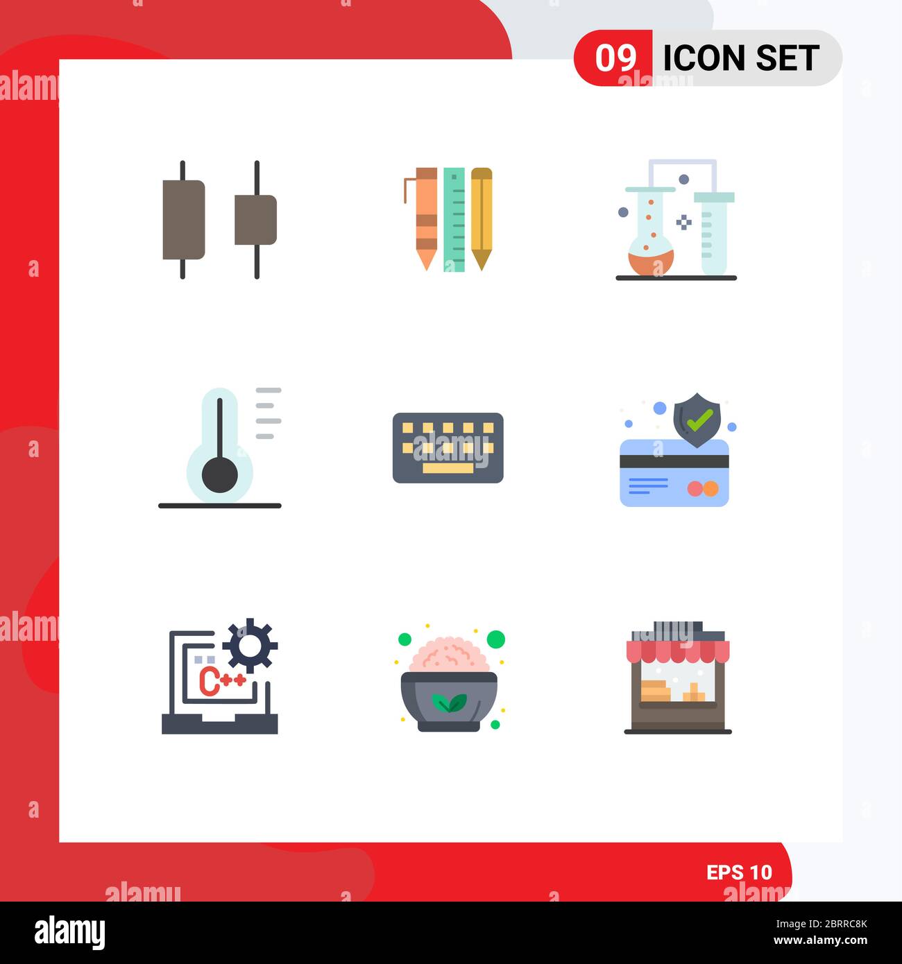 Universal Icon Symbols Group of 9 Modern Flat Colors of keyboard ...