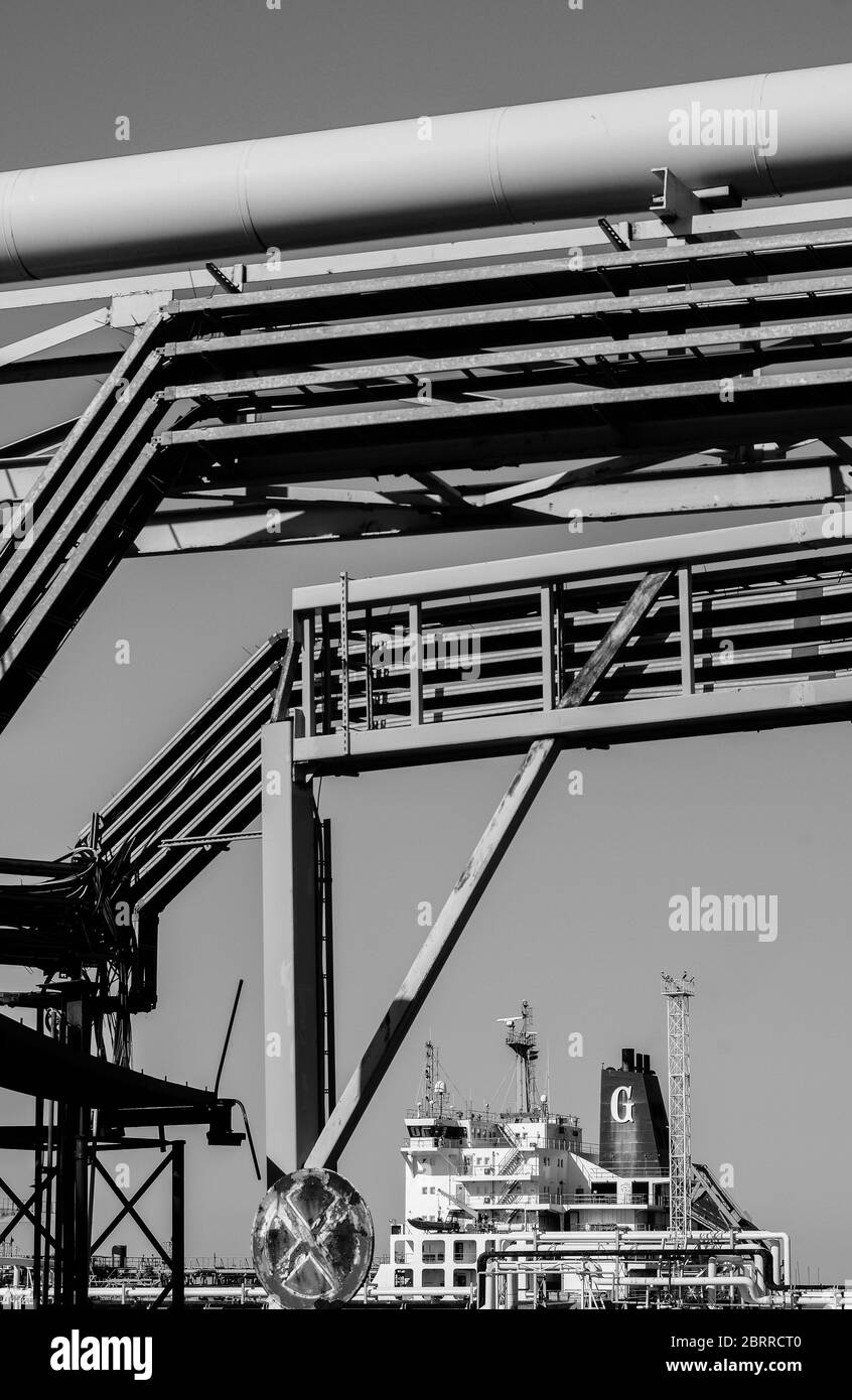 Pipeline and pipe rack of petroleum industrial plant. Offshore Industry ...