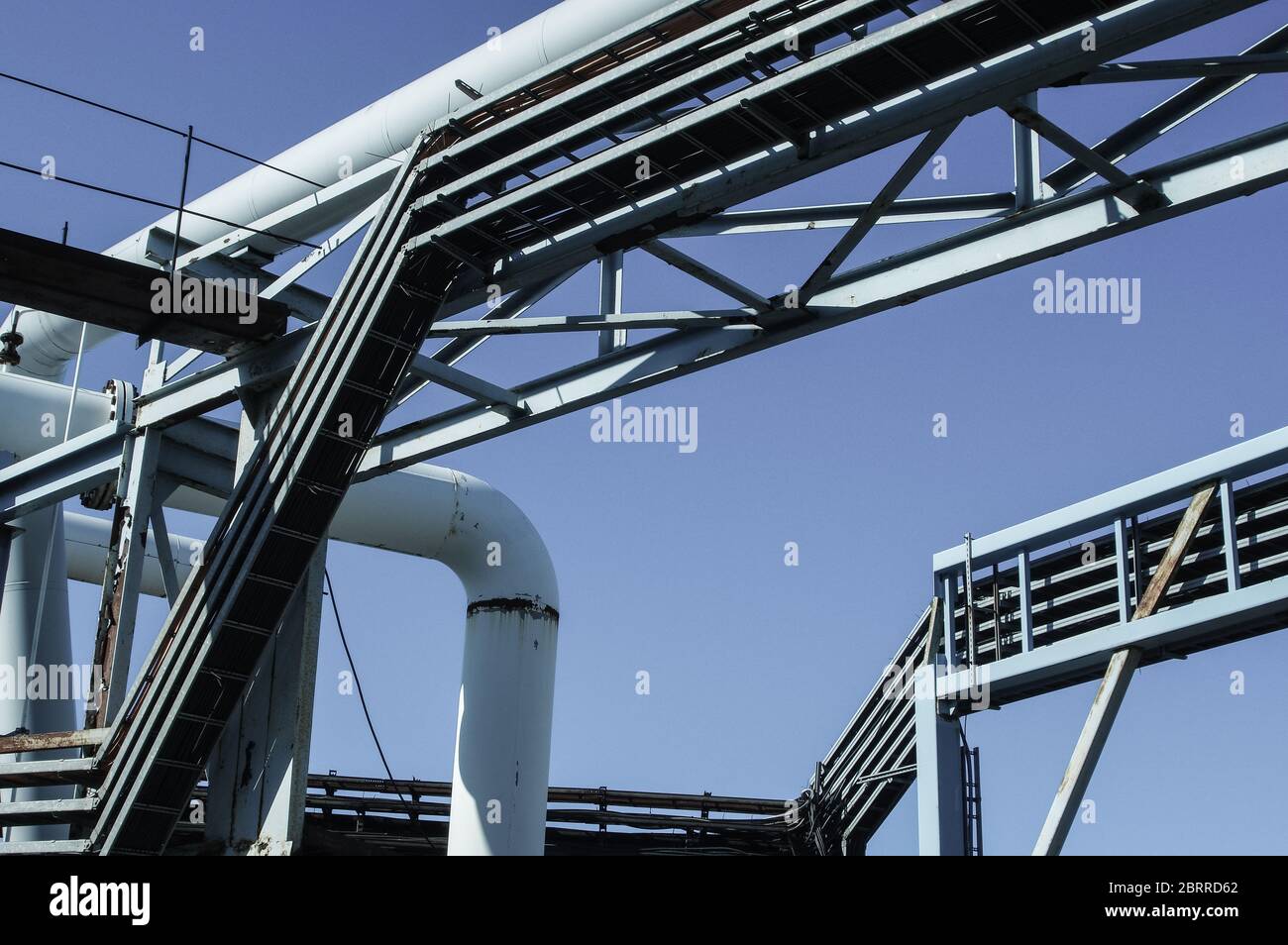 Pipeline and pipe rack of petroleum industrial plant. Offshore Industry ...