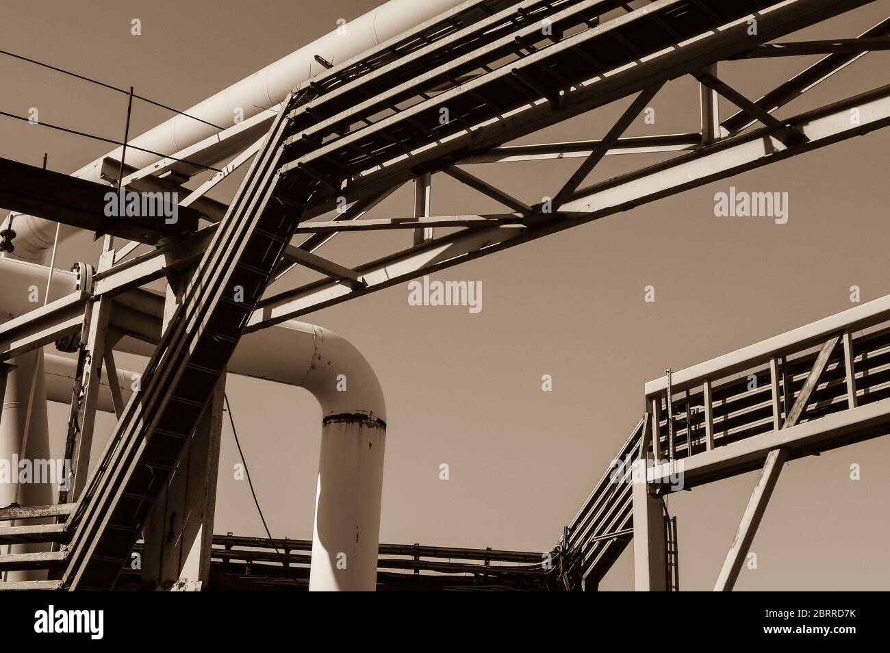 Pipeline and pipe rack of petroleum industrial plant. Offshore Industry ...