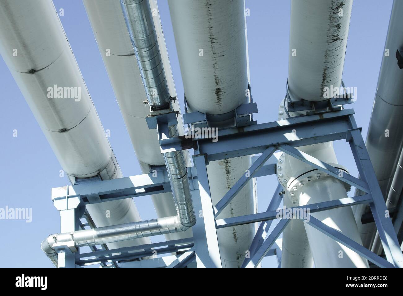 Pipeline and pipe rack of petroleum industrial plant. Offshore Industry ...