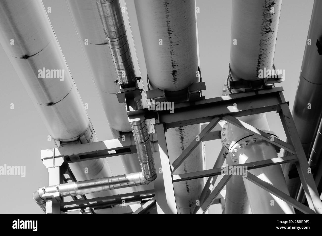 Pipeline and pipe rack of petroleum industrial plant. Offshore Industry ...