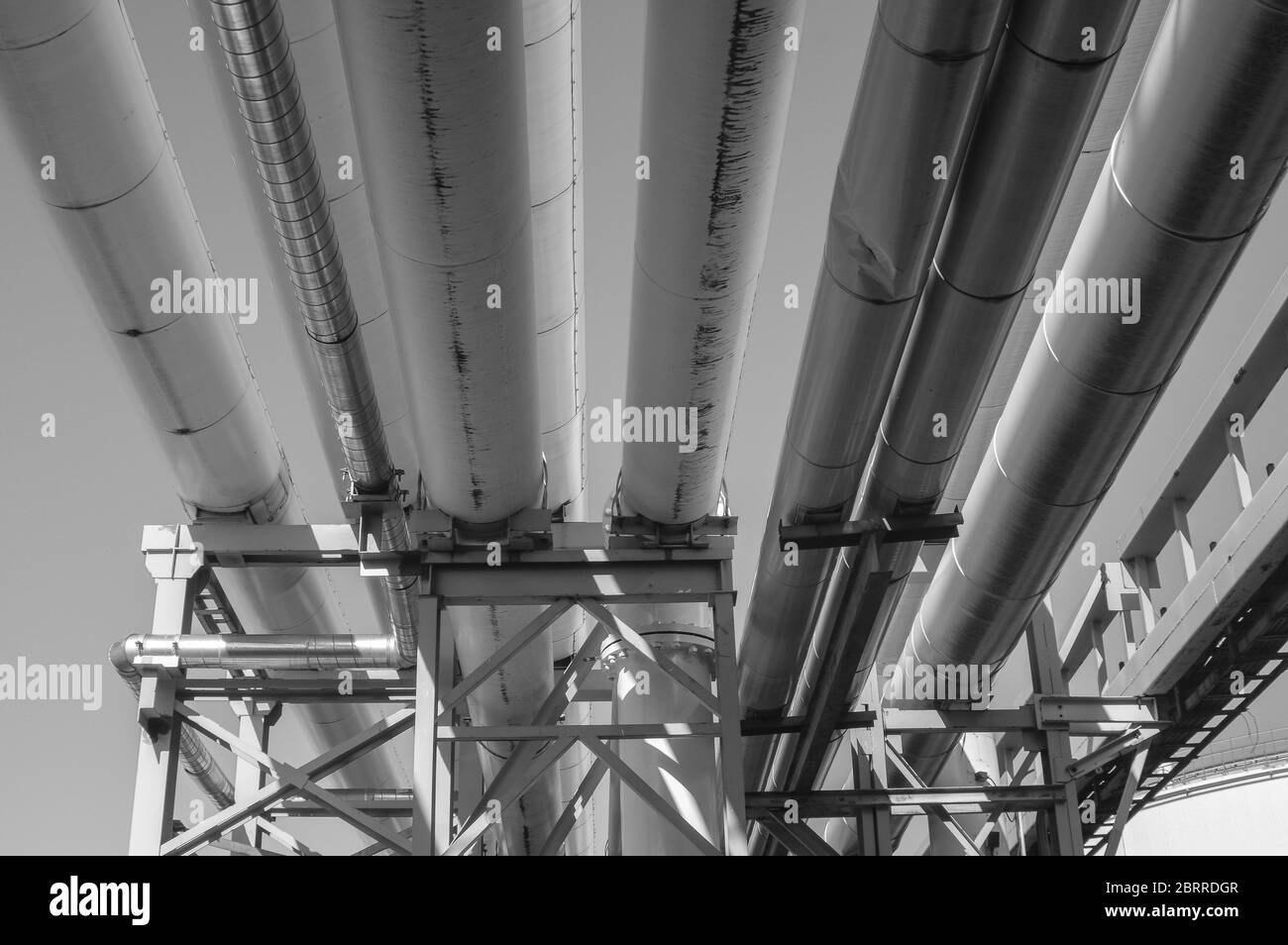 Pipeline and pipe rack of petroleum industrial plant. Offshore Industry ...