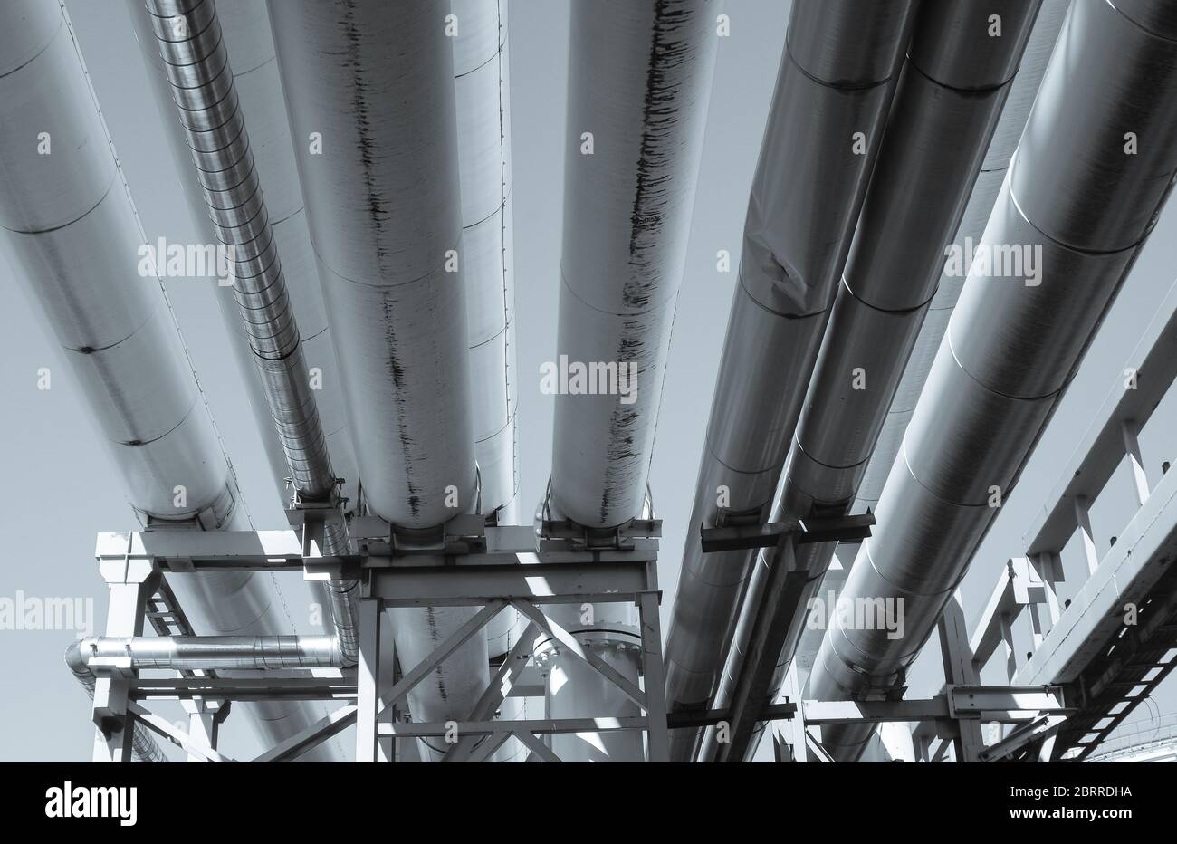 Pipeline and pipe rack of petroleum industrial plant. Offshore Industry ...