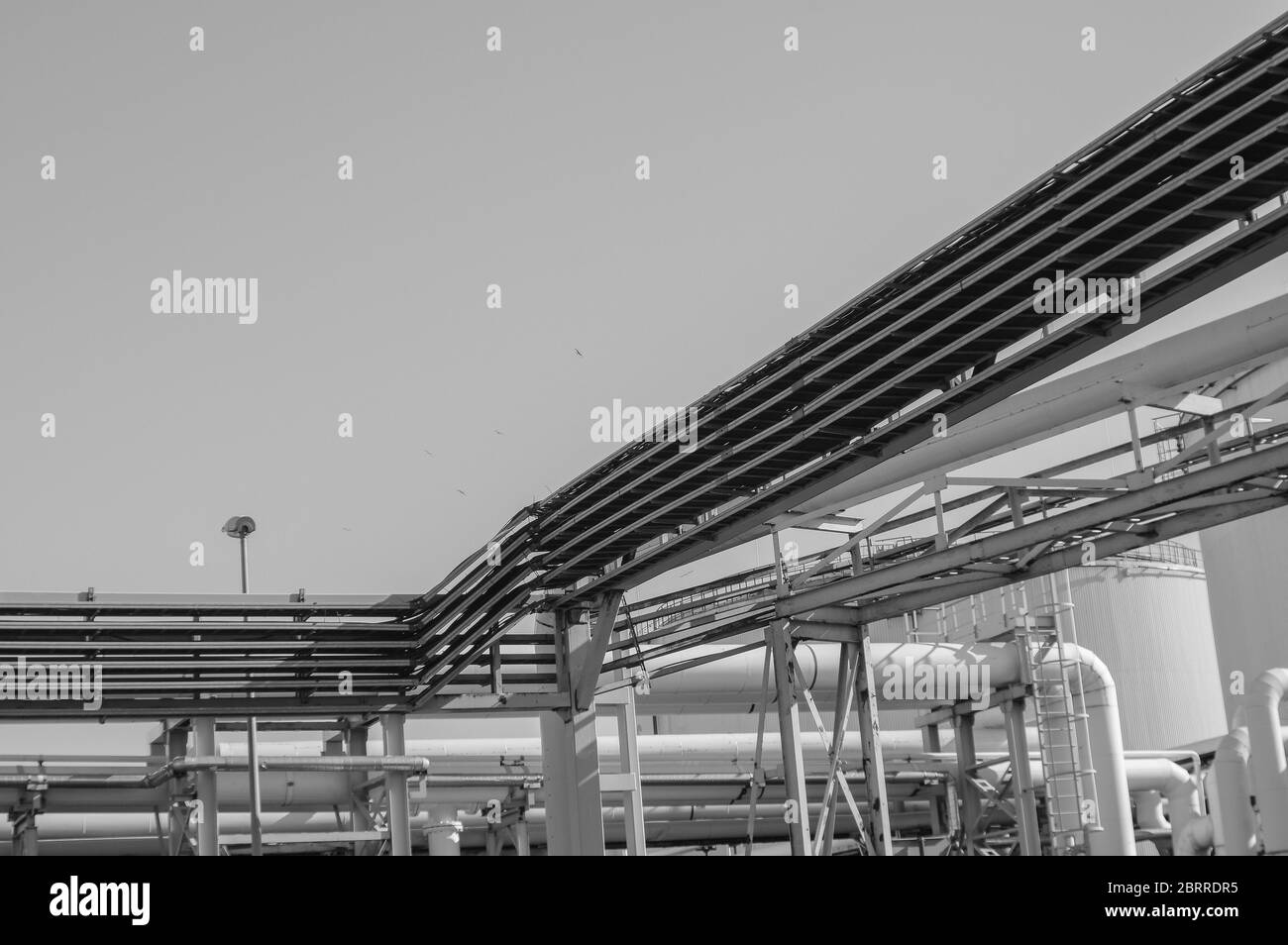 Pipeline and pipe rack of petroleum industrial plant. Offshore Industry ...