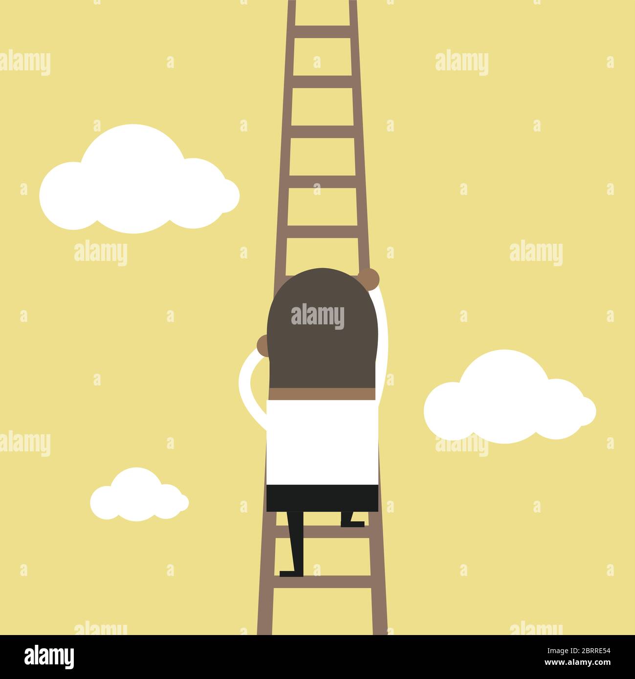 Cartoon illustration man climbing ladder Stock Vector Images - Alamy