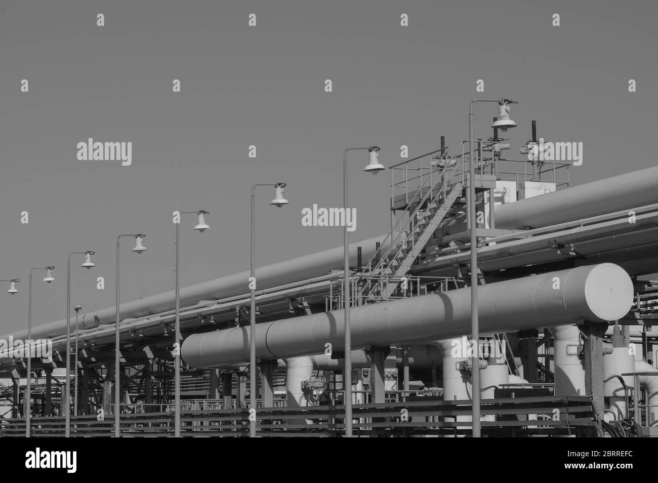 Pipeline and pipe rack of petroleum industrial plant. Offshore Industry ...