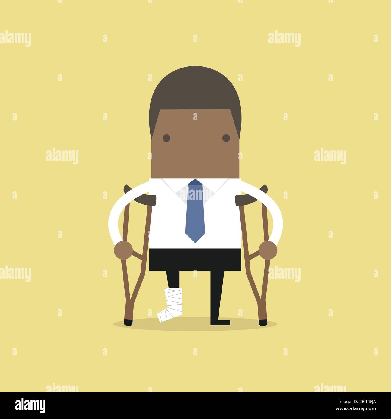 African businessman injured standing with crutches and showing cast on ...