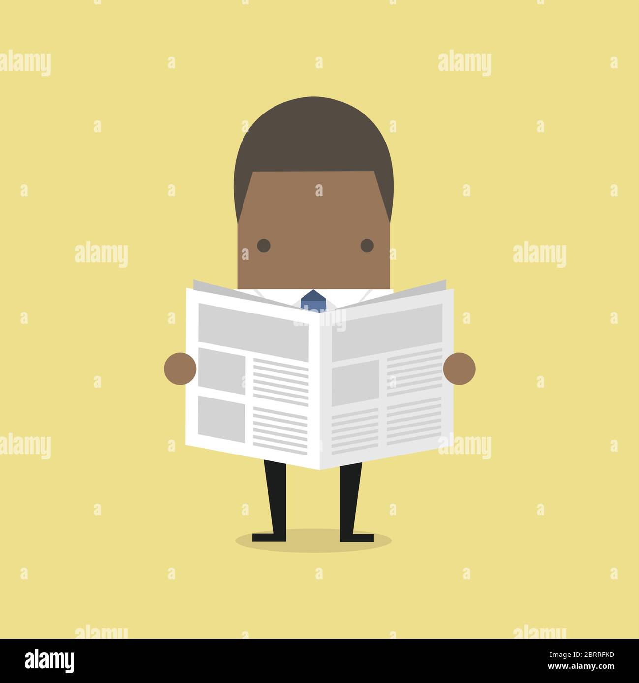 African businessman standing and reading a newspaper Stock Vector Image ...