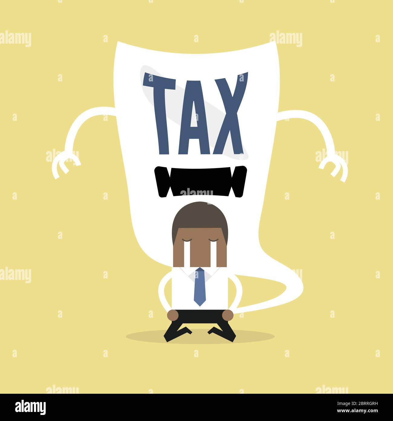 African businessman cry and terrifying tax devil Stock Vector Image ...