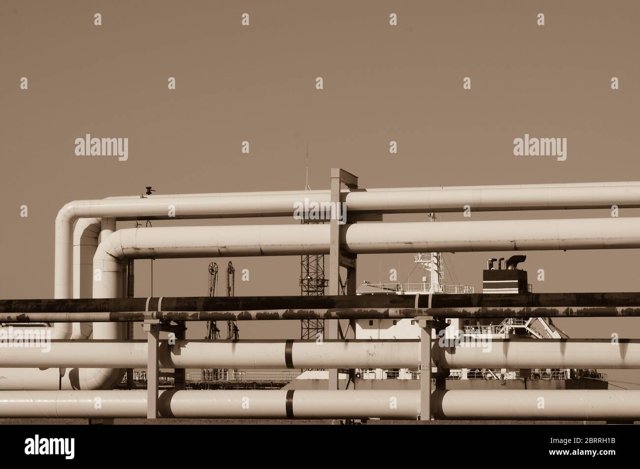 Pipeline and pipe rack of petroleum industrial plant. Offshore Industry ...