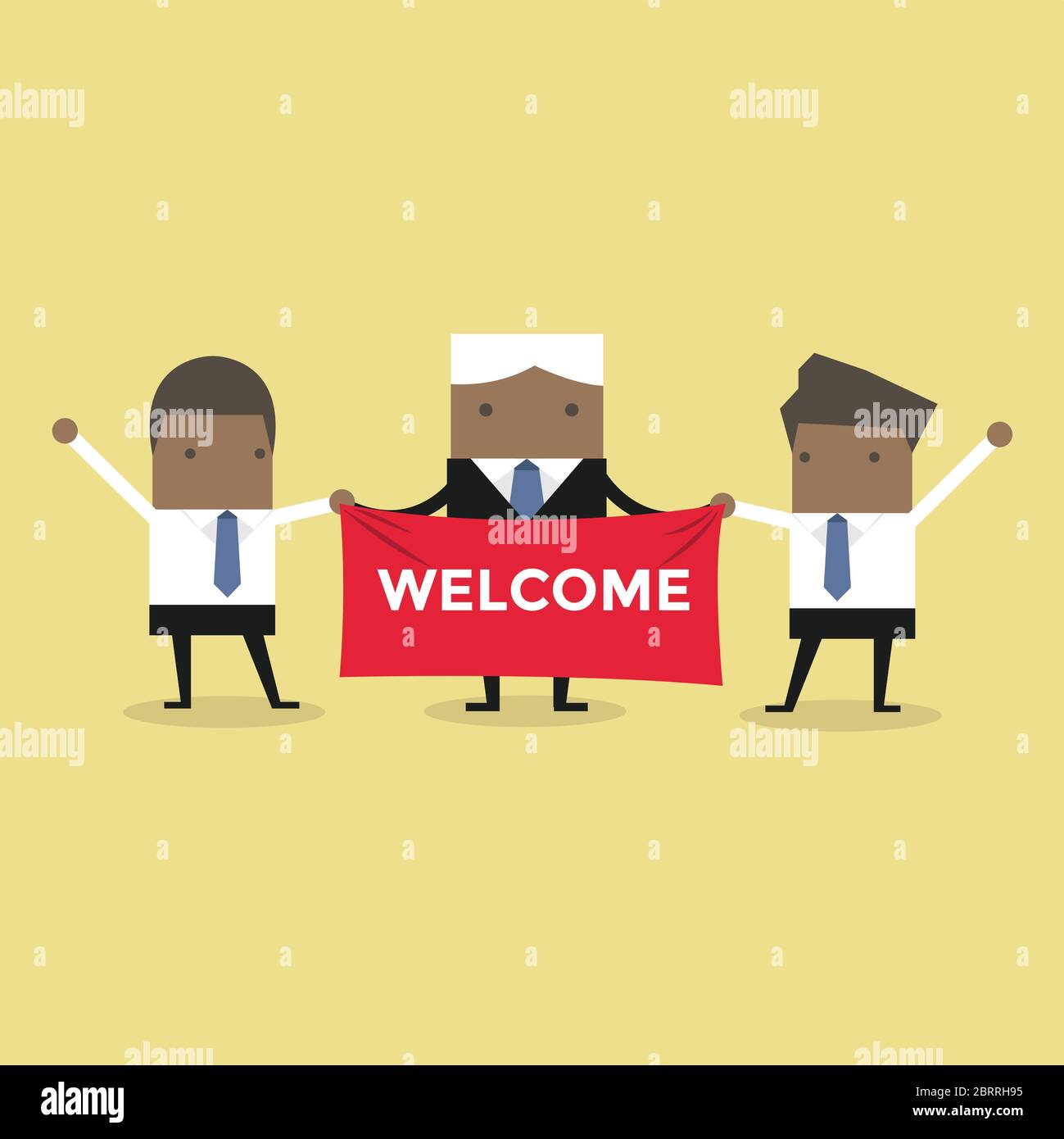 African businessman holding welcome sign Stock Vector Image & Art - Alamy