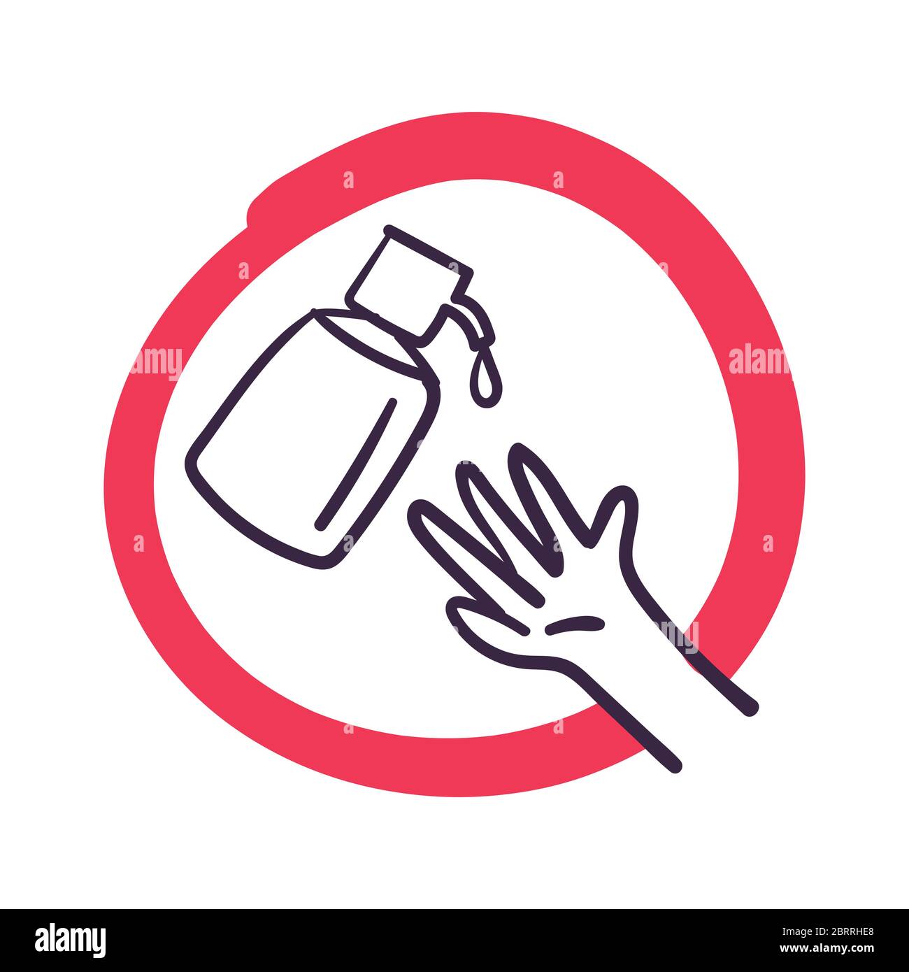 Please use hand sanitizer gel. Hand sanitizer doodle isolated on white ...
