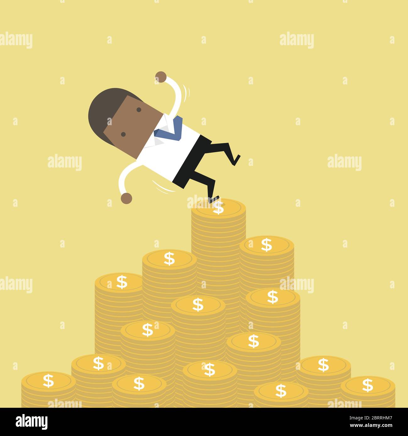 African businessman falling of money mountain Stock Vector Image & Art ...