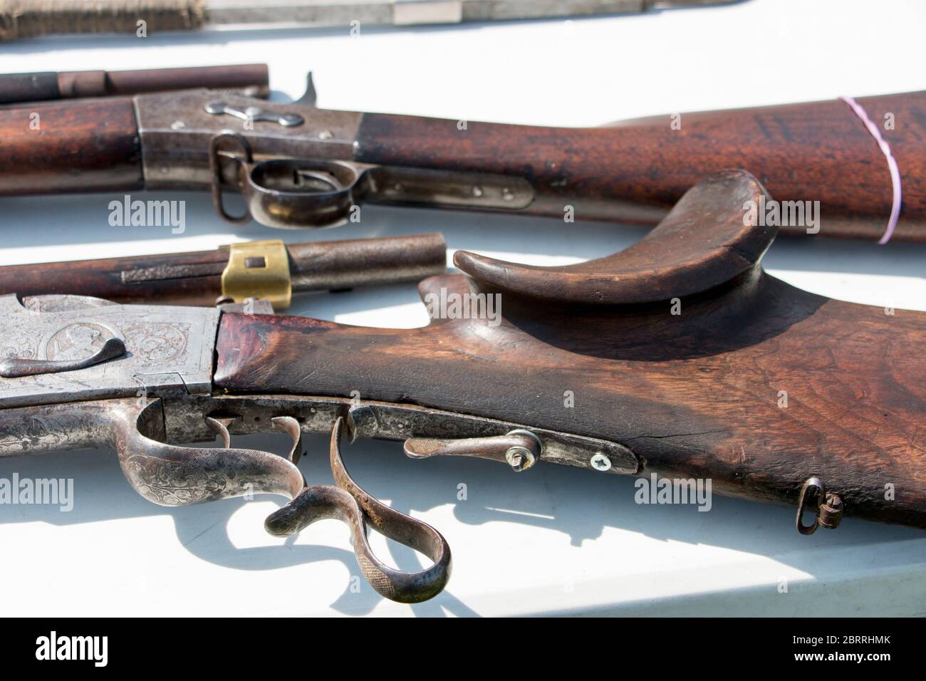 fire arms on display closeup Stock Photo - Alamy
