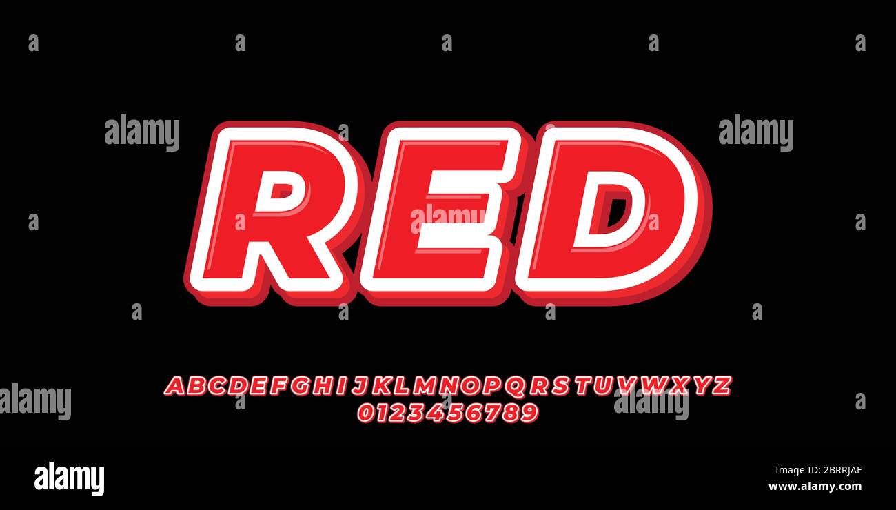Font style red with white line 3d design templates Stock Vector Image ...