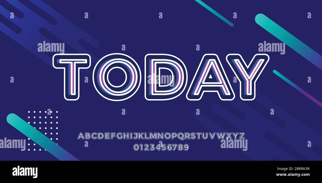 Font style bright vivid with outline design templates Stock Vector ...