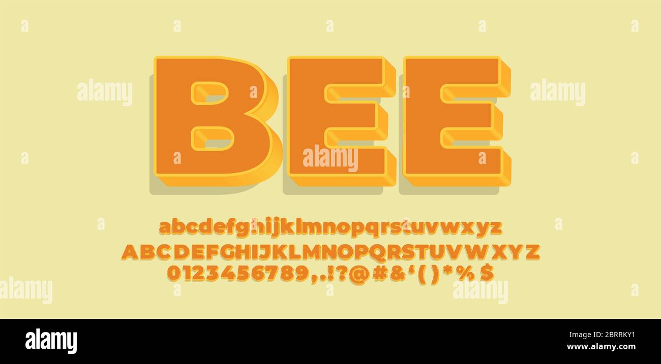 font style 3d effect yellow and orange modern design template Stock ...